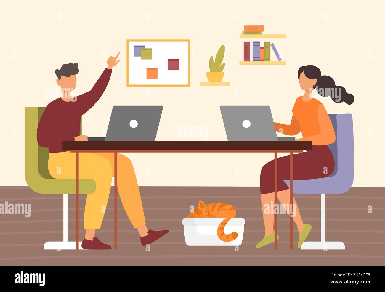 Work desk side view Stock Vector Images - Alamy
