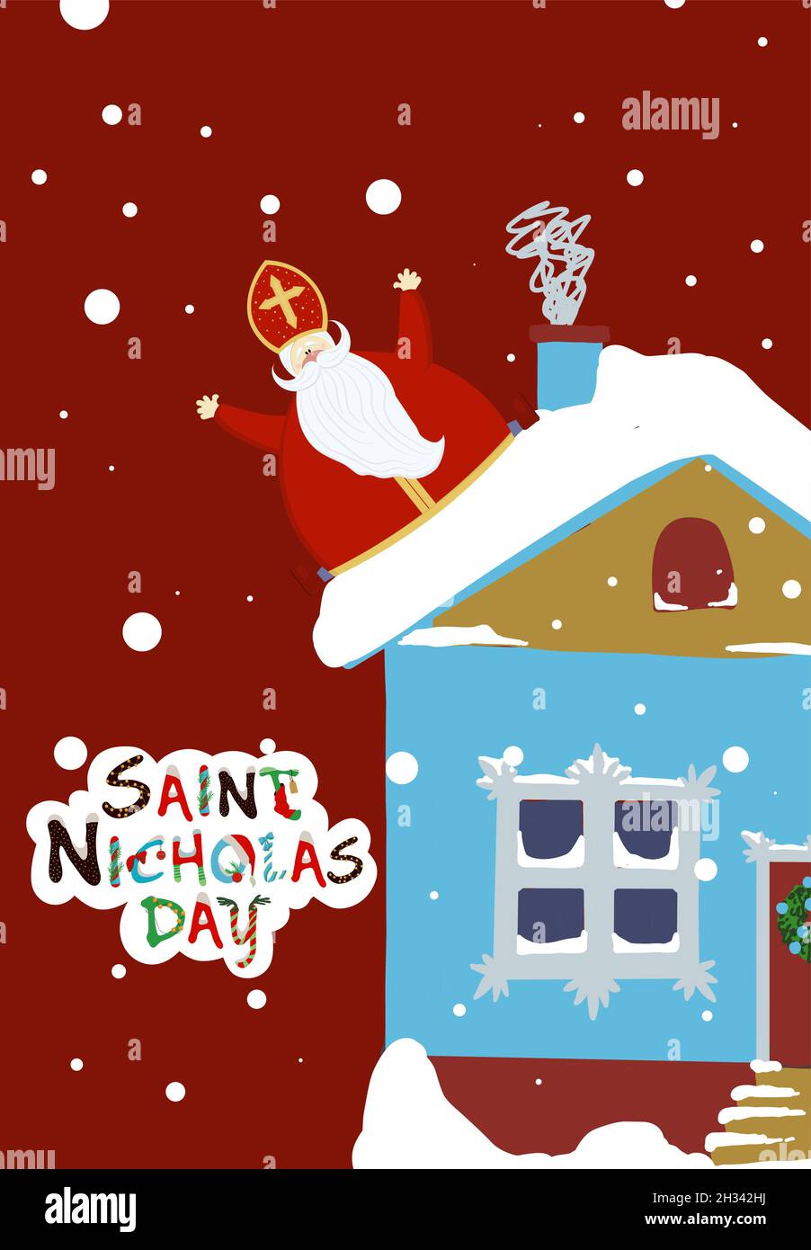 Cute postcard for Saint Nicholas Sinterklaas - greeting card or banner ...