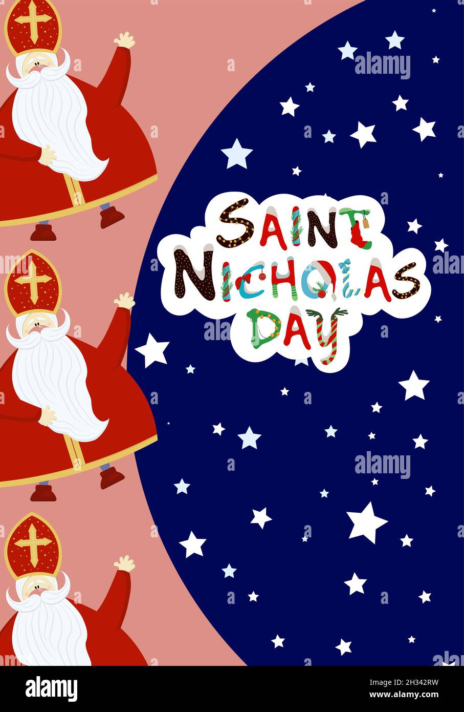 Cute postcard for Saint Nicholas Sinterklaas - greeting card or banner ...