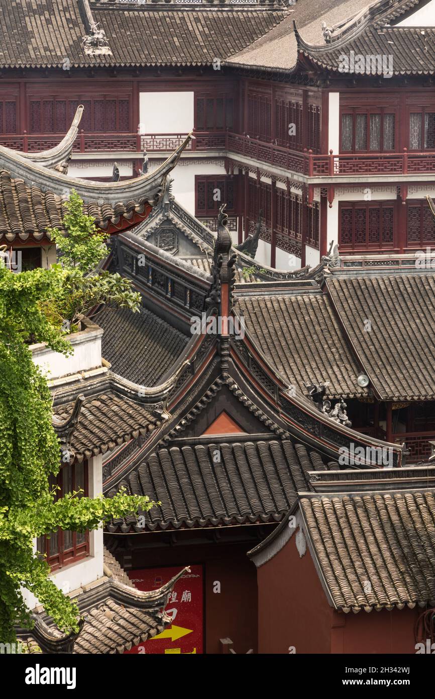 Detail of the clay tile roofs of traditional Chinese architecture in ...