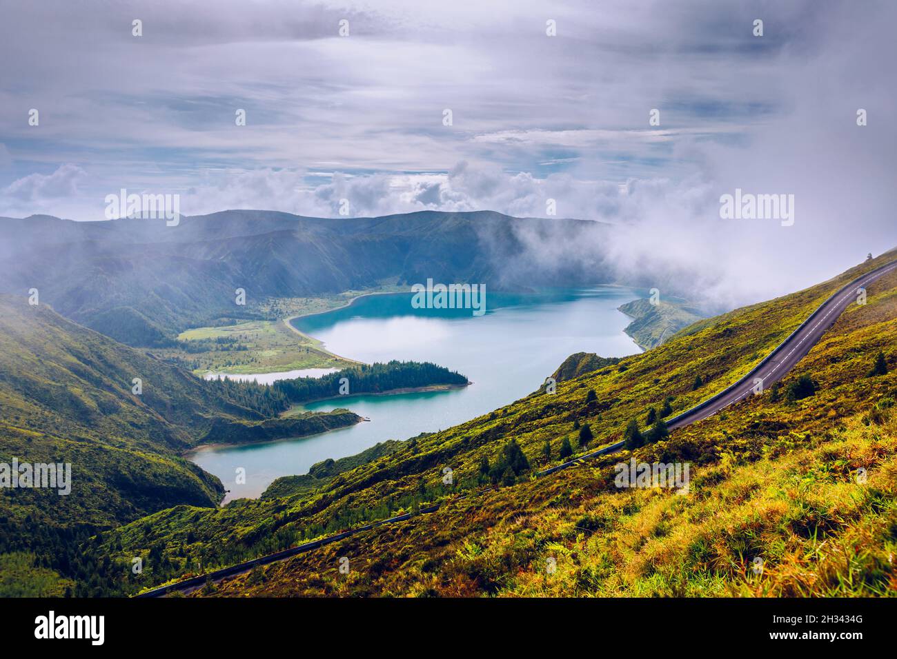 Azores panoramic view of natural landscape, wonderful scenic island of ...