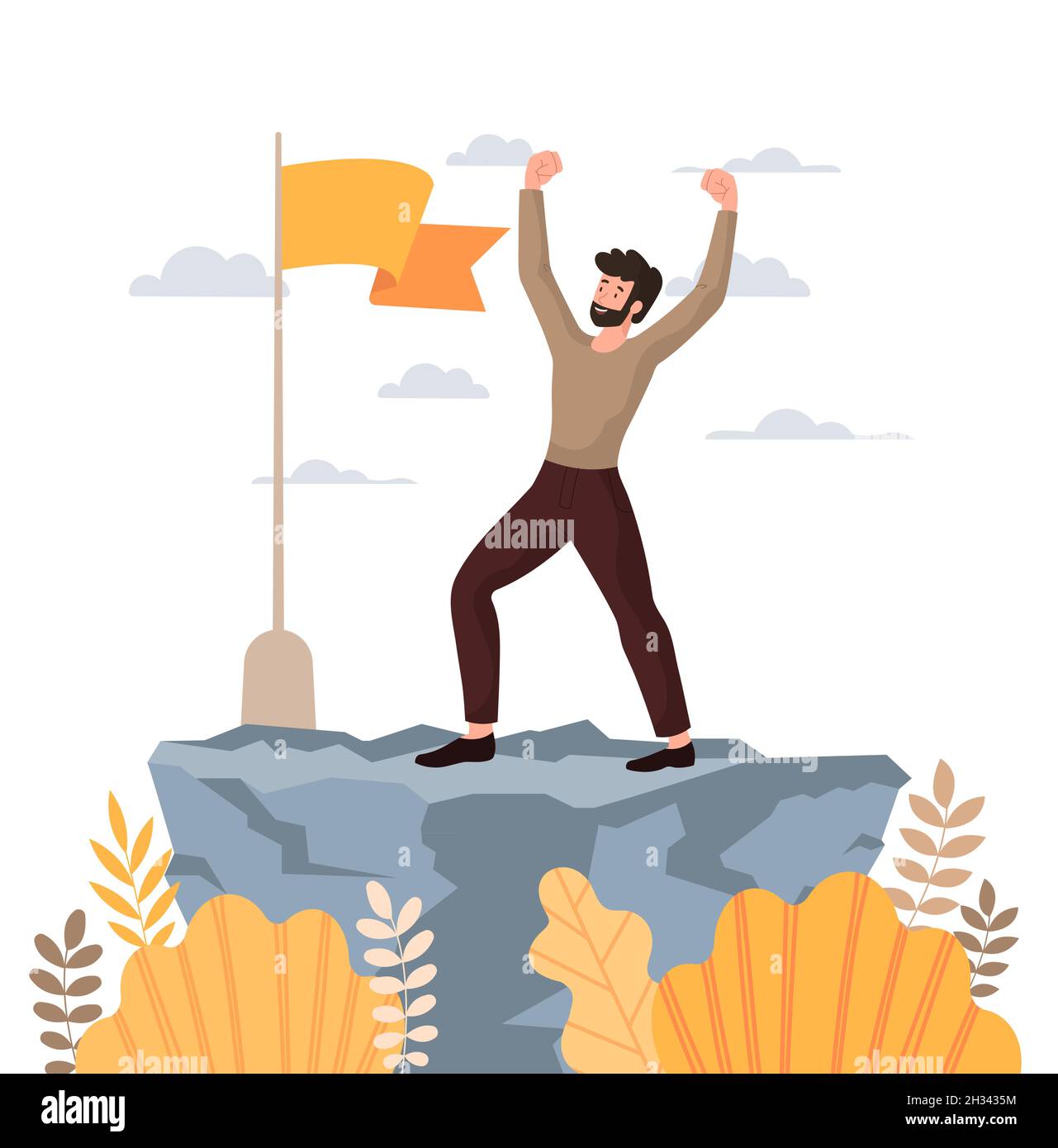 Winner man on peak Stock Vector Images - Alamy