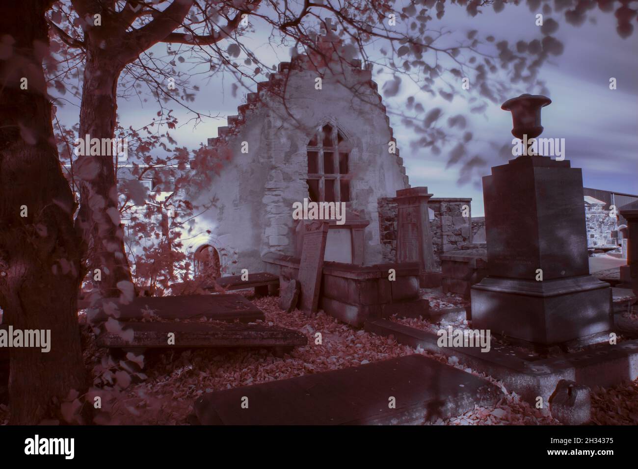 banff old graveyard aberdeenshire scotland.infrared Stock Photo - Alamy