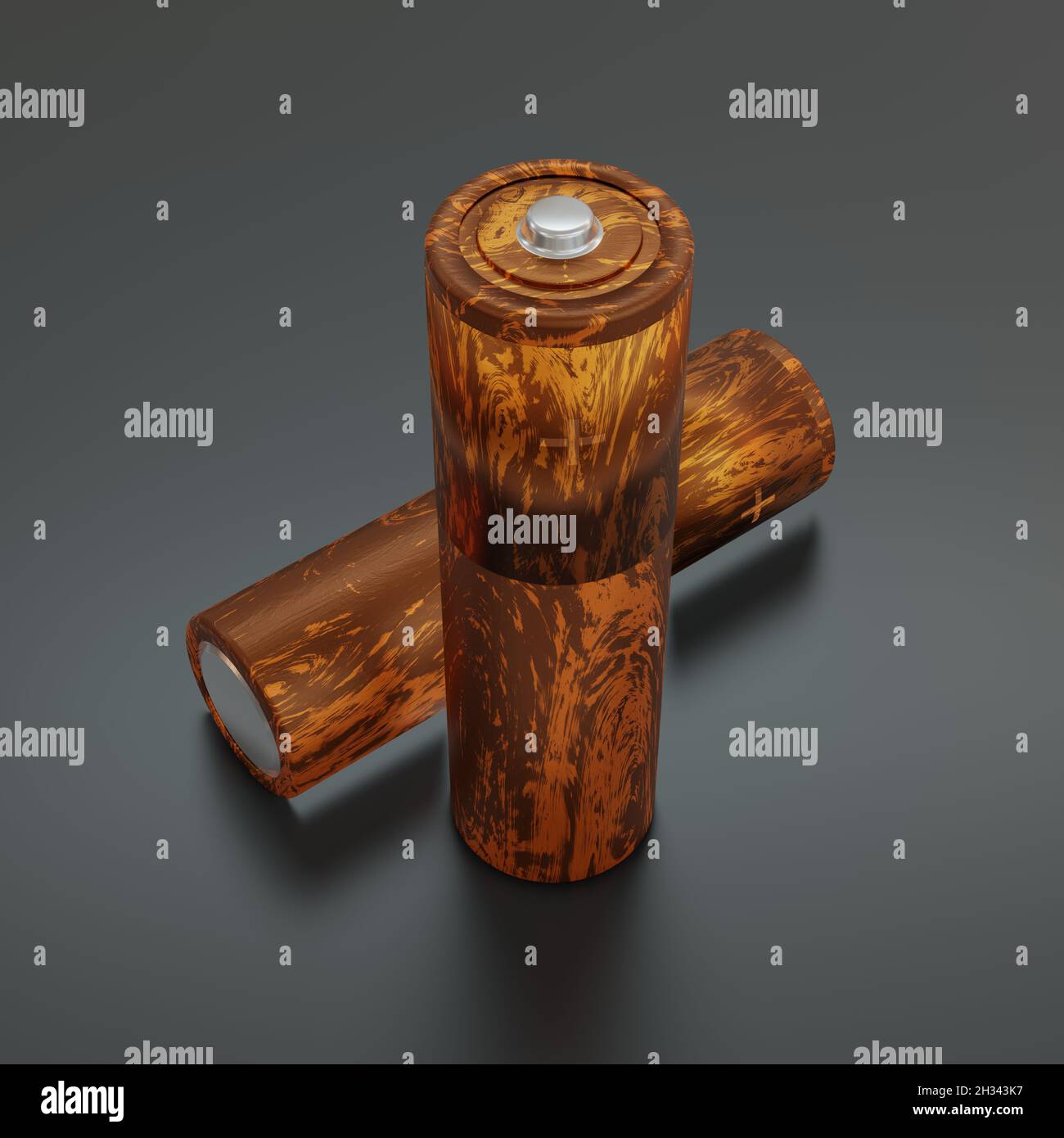 Wooden AA batteries outdoors concept of new ecological energy sources ...