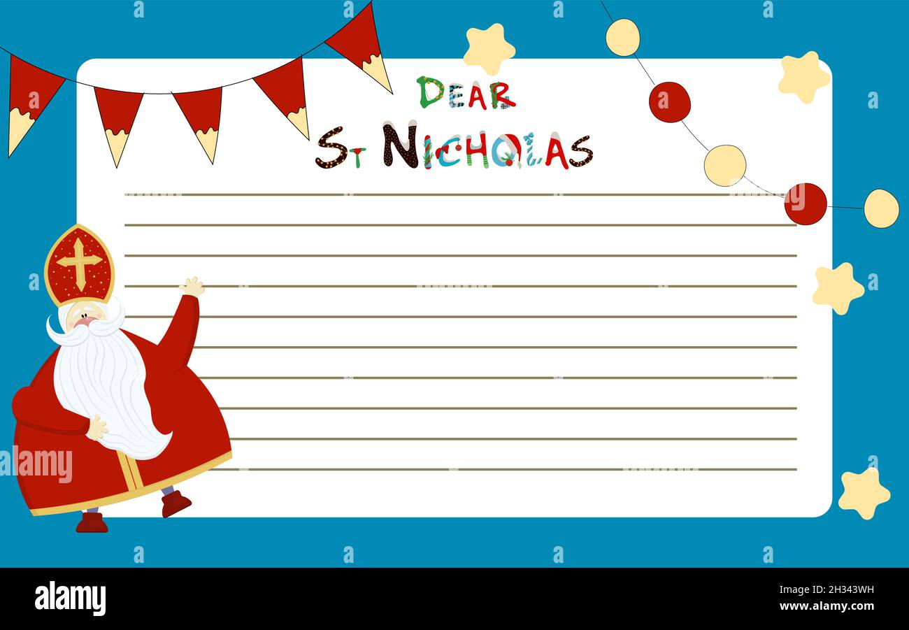 Saint Nicholas celebrating the holidays - isolated. Letter to Saint ...