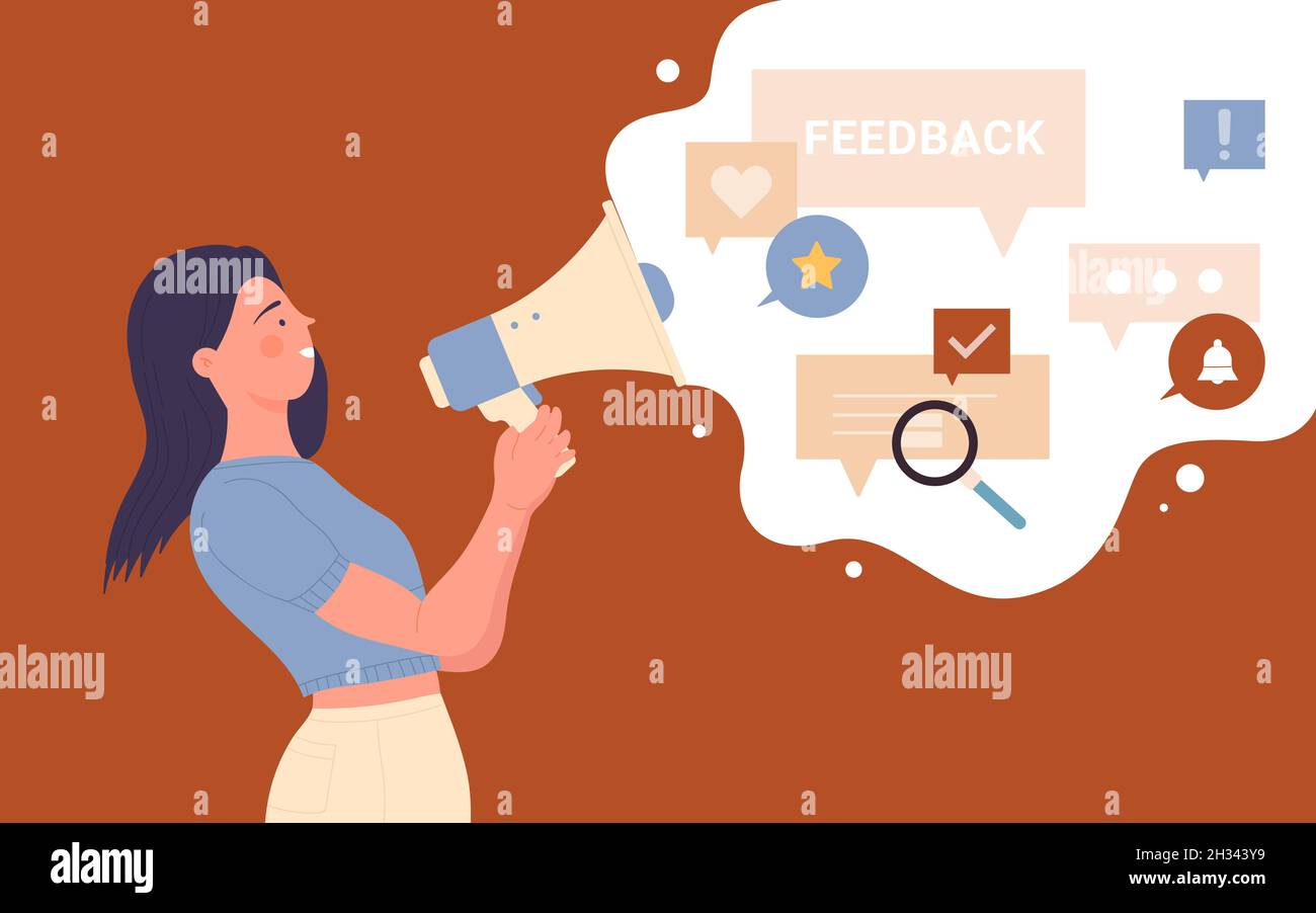 Social Media Influencer With Megaphone Vector Illustration Cartoon