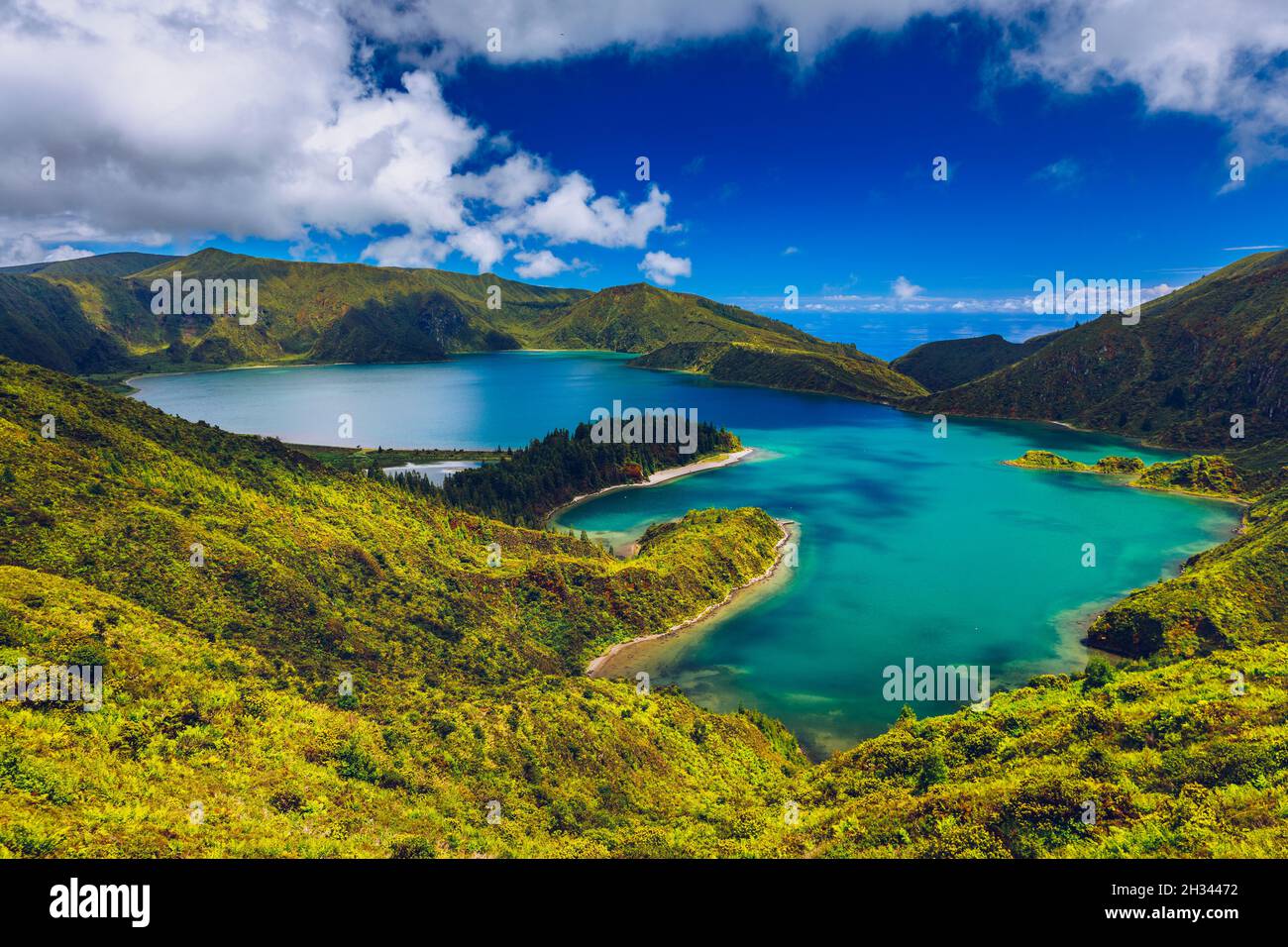 Azores panoramic view of natural landscape, wonderful scenic island of ...