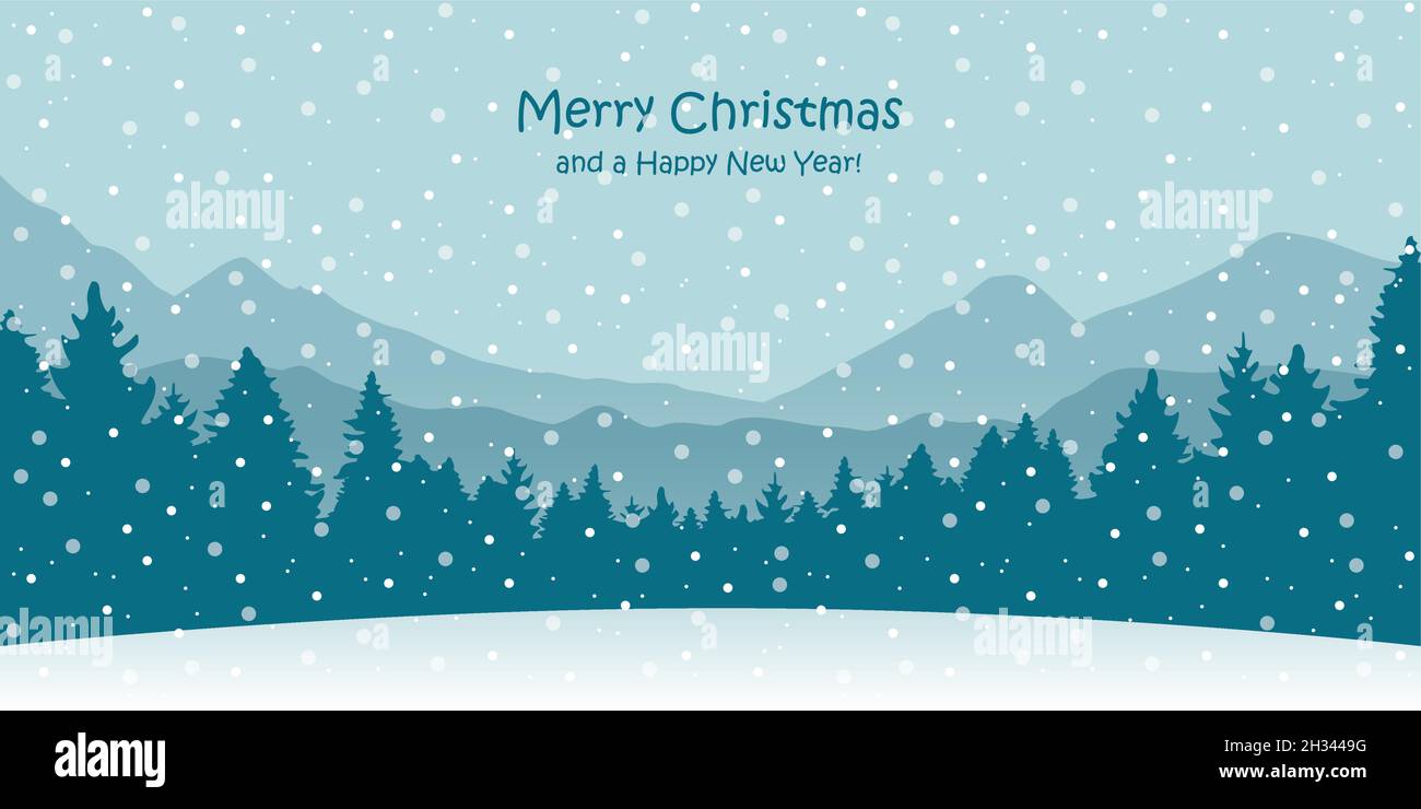 snowy mountain and forest winter nature landscape Stock Vector Image ...