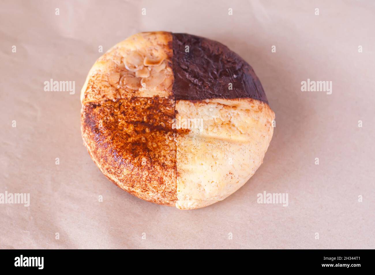Different kind of homemade sweet cheese with cinnamon, chocolate, cacao ...