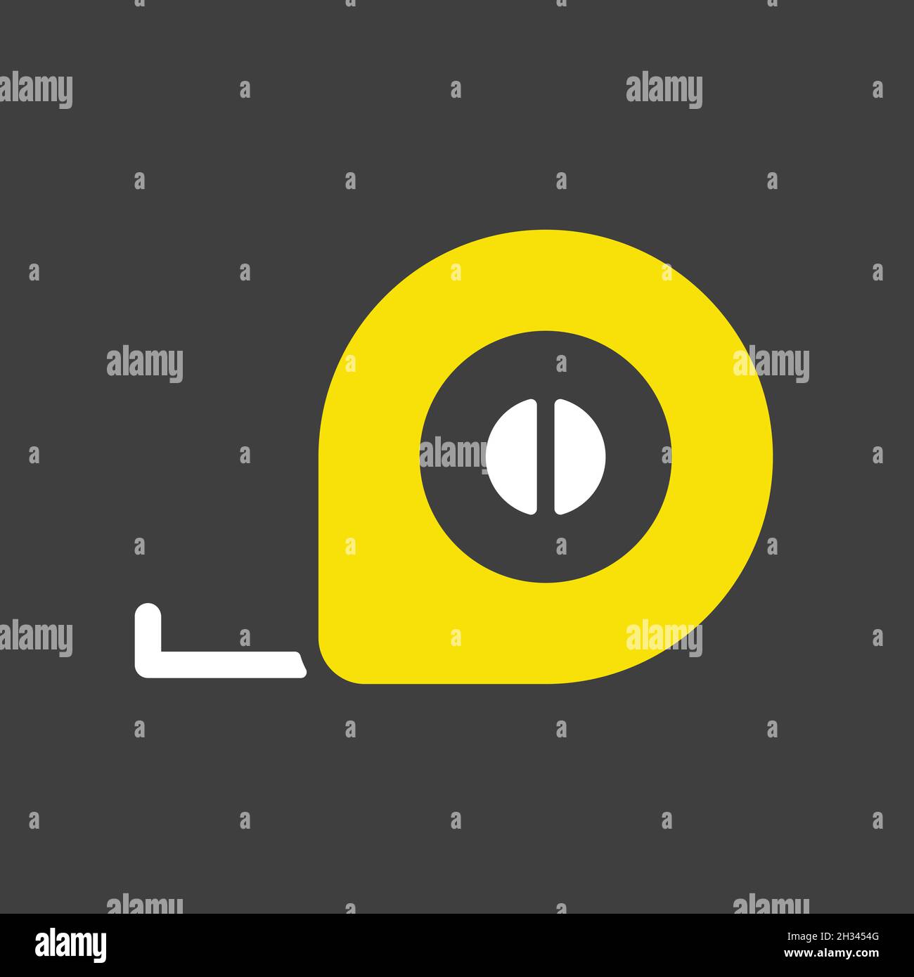 Tape measure vector flat glyph icon on dark background. Construction ...