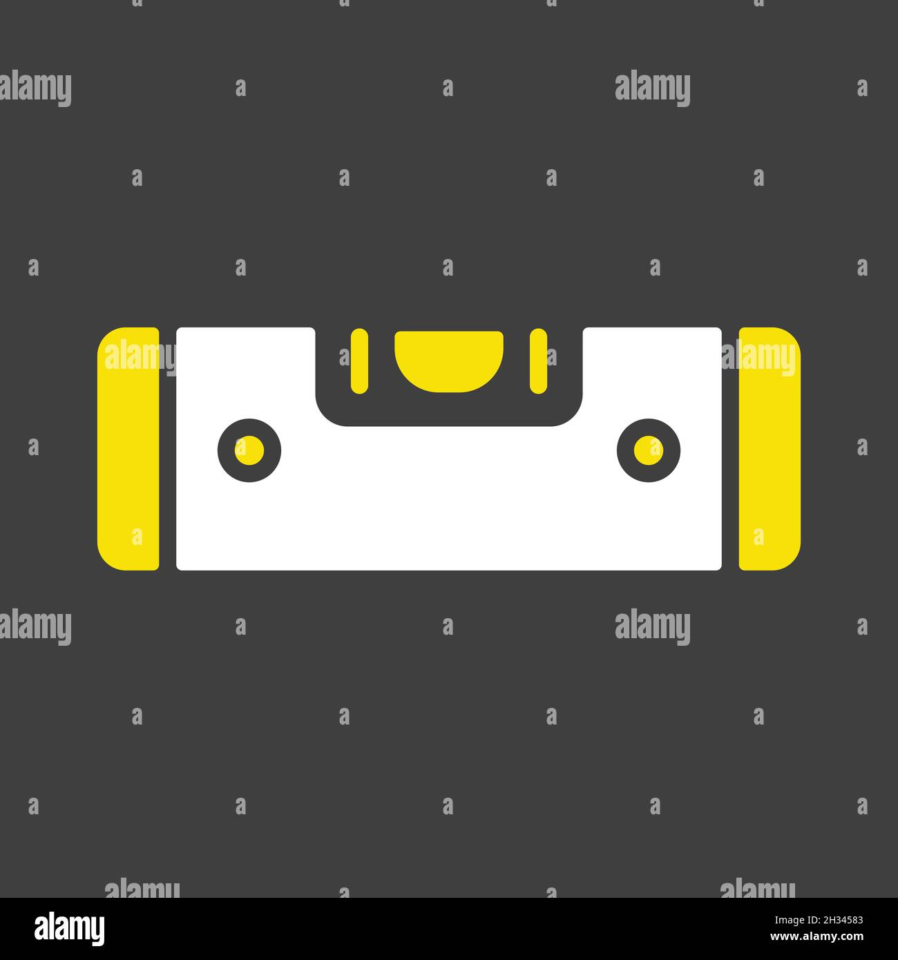 Bubble level vector flat glyph icon on dark background. Construction ...