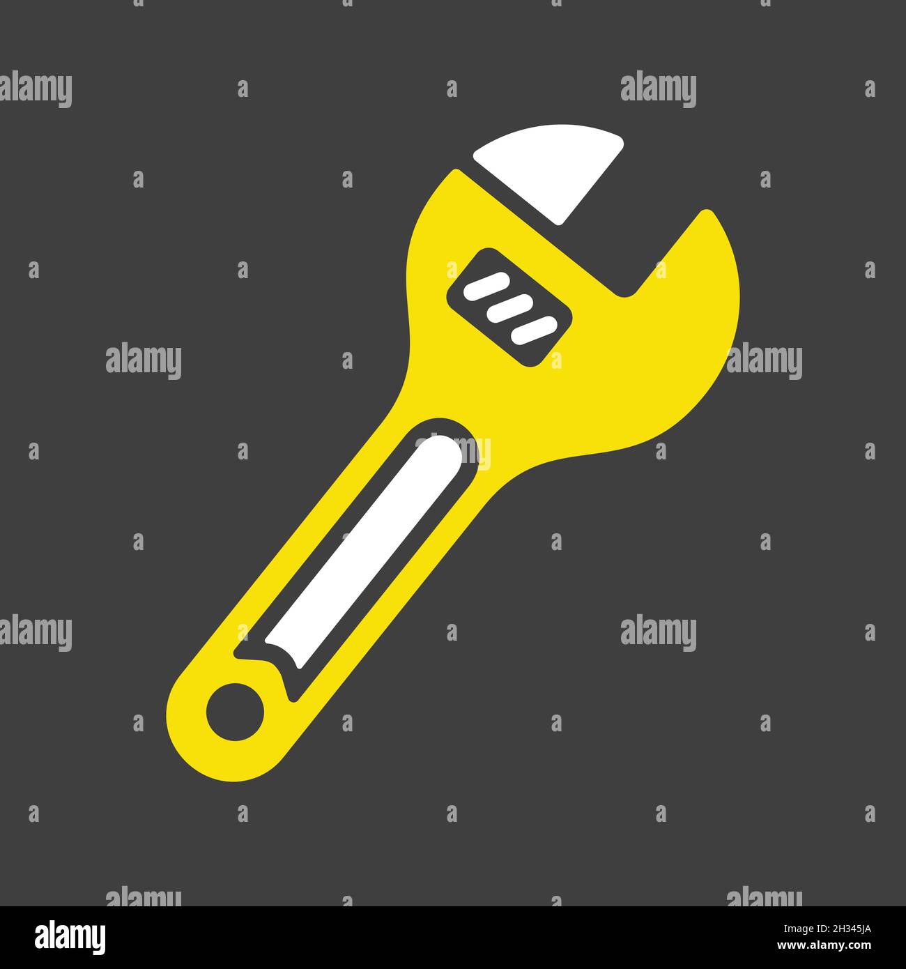 Adjustable spanner vector flat glyph icon on dark background ...