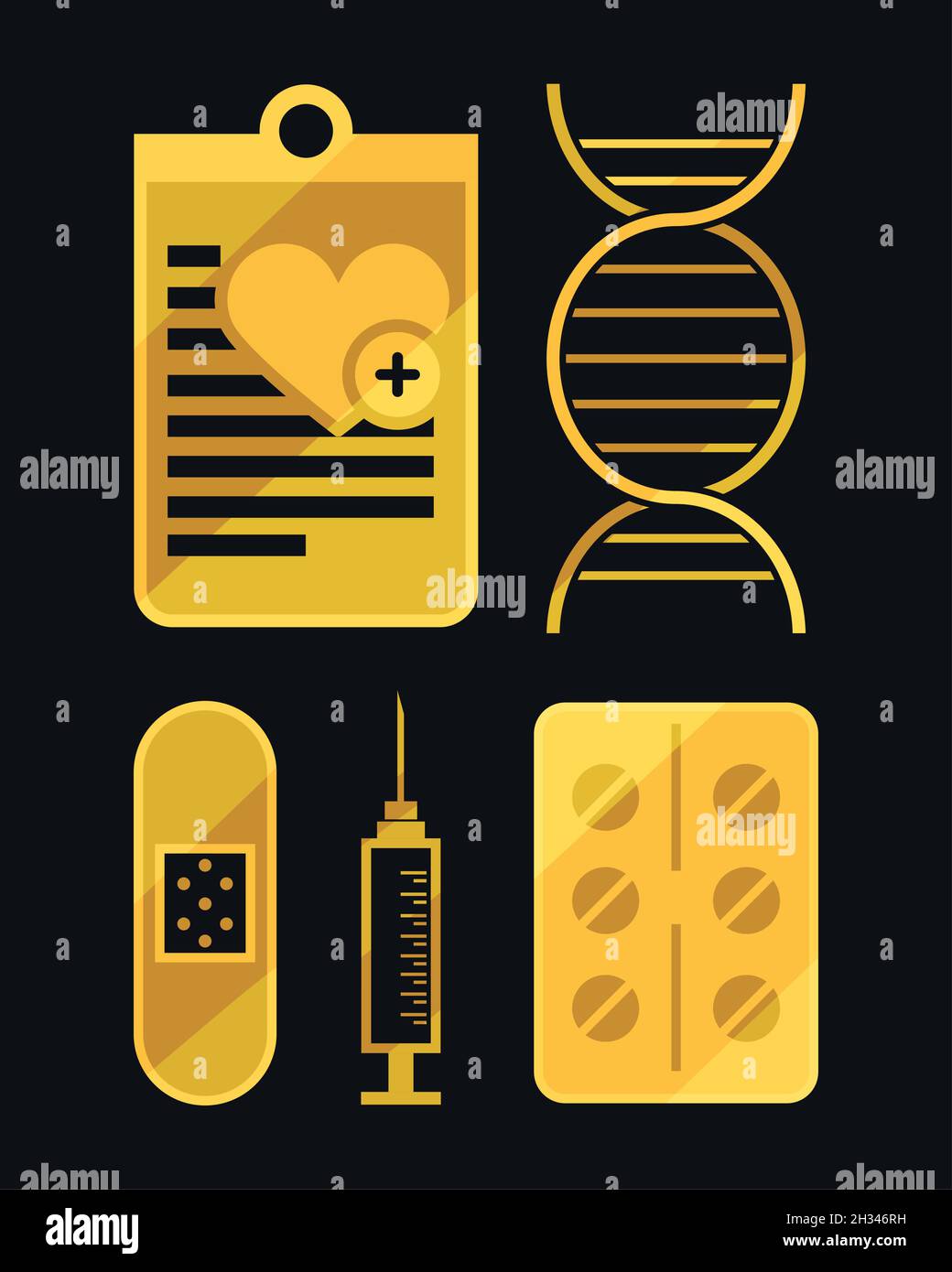 set icons golden medicine Stock Vector Image & Art - Alamy