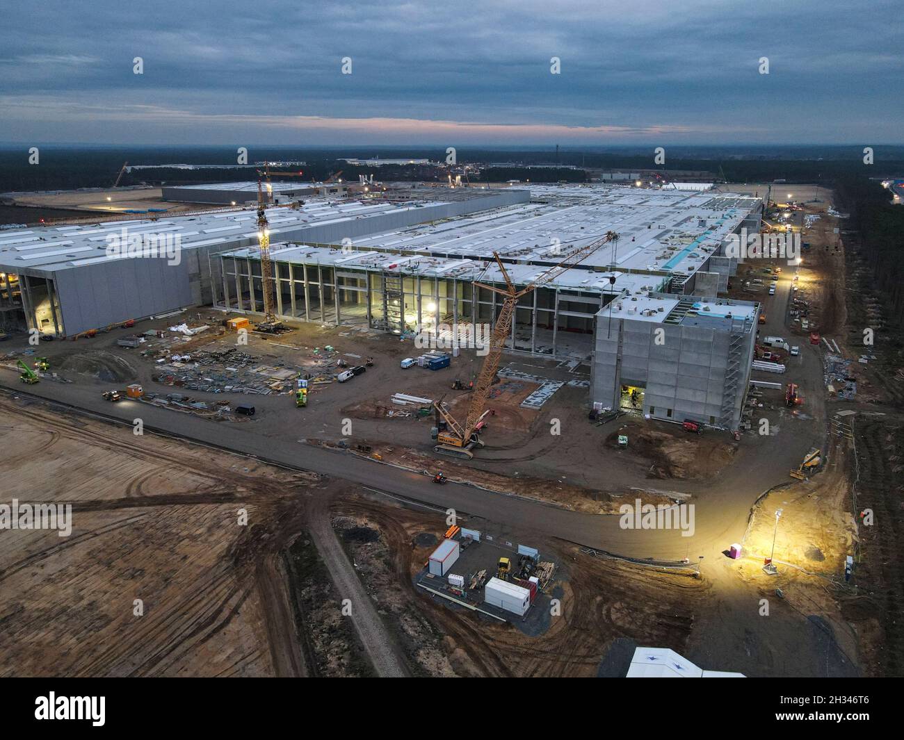 Tesla gigafactory in Germany during construction Stock Photo - Alamy