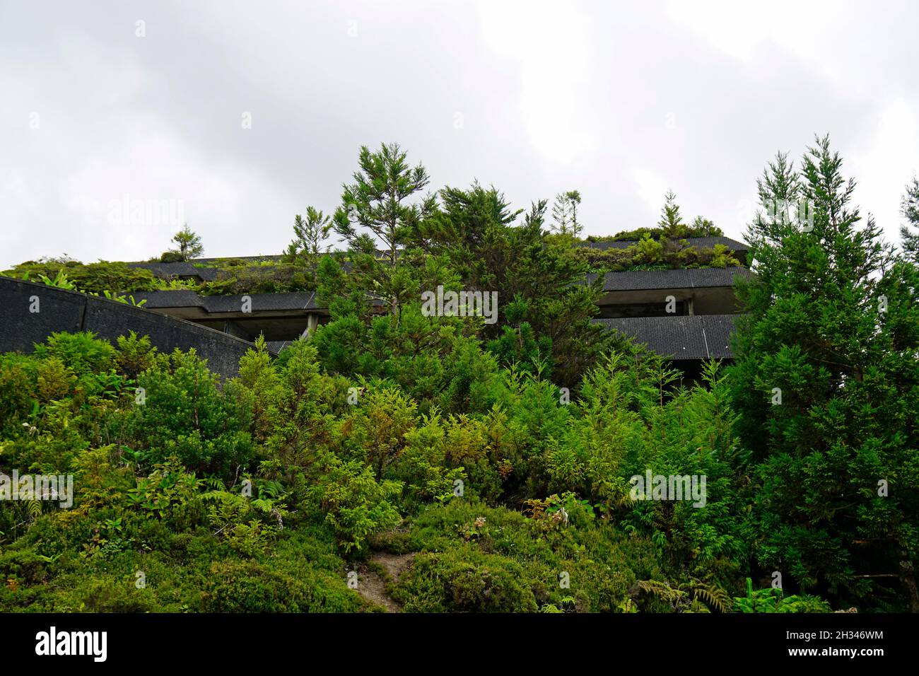 rotten structure of a hotel on the azores islands Stock Photo - Alamy