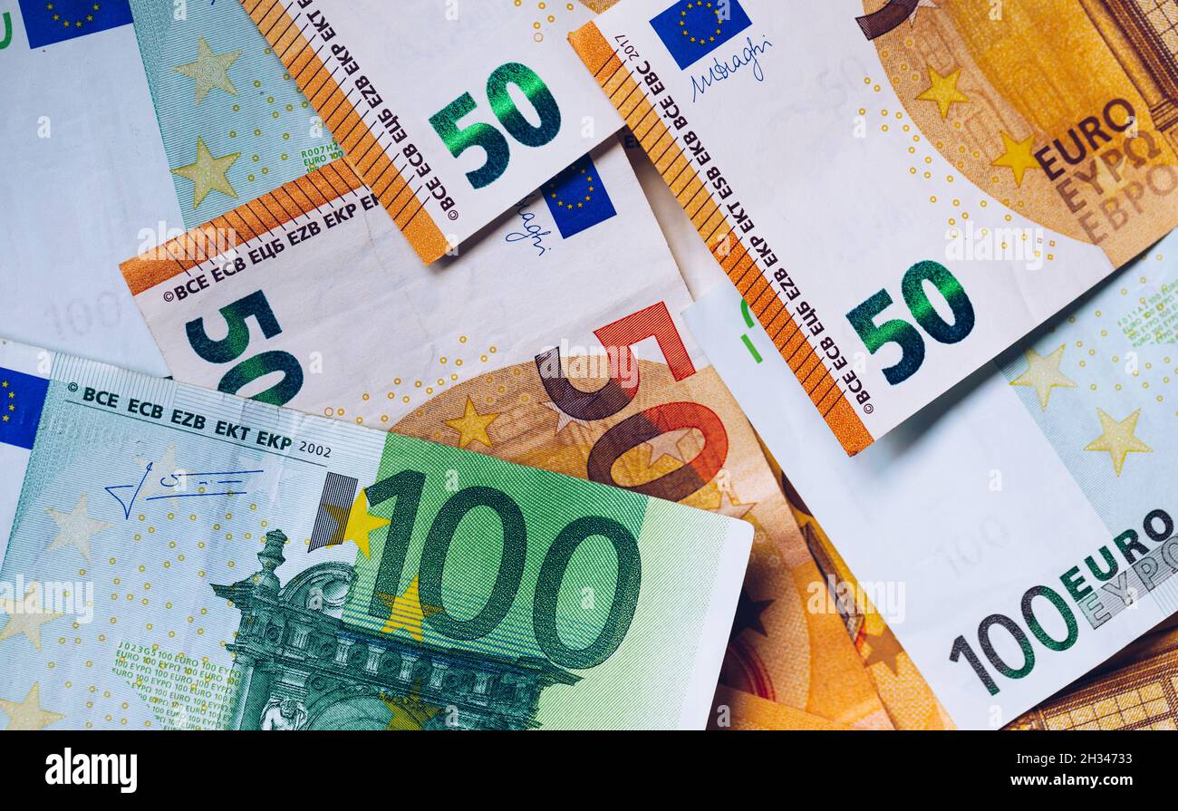 Euro money, Euro cash background. Banknotes of the european union. Euro ...