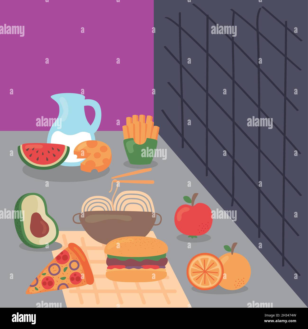 Food ingredients pizza on table Stock Vector Images - Alamy