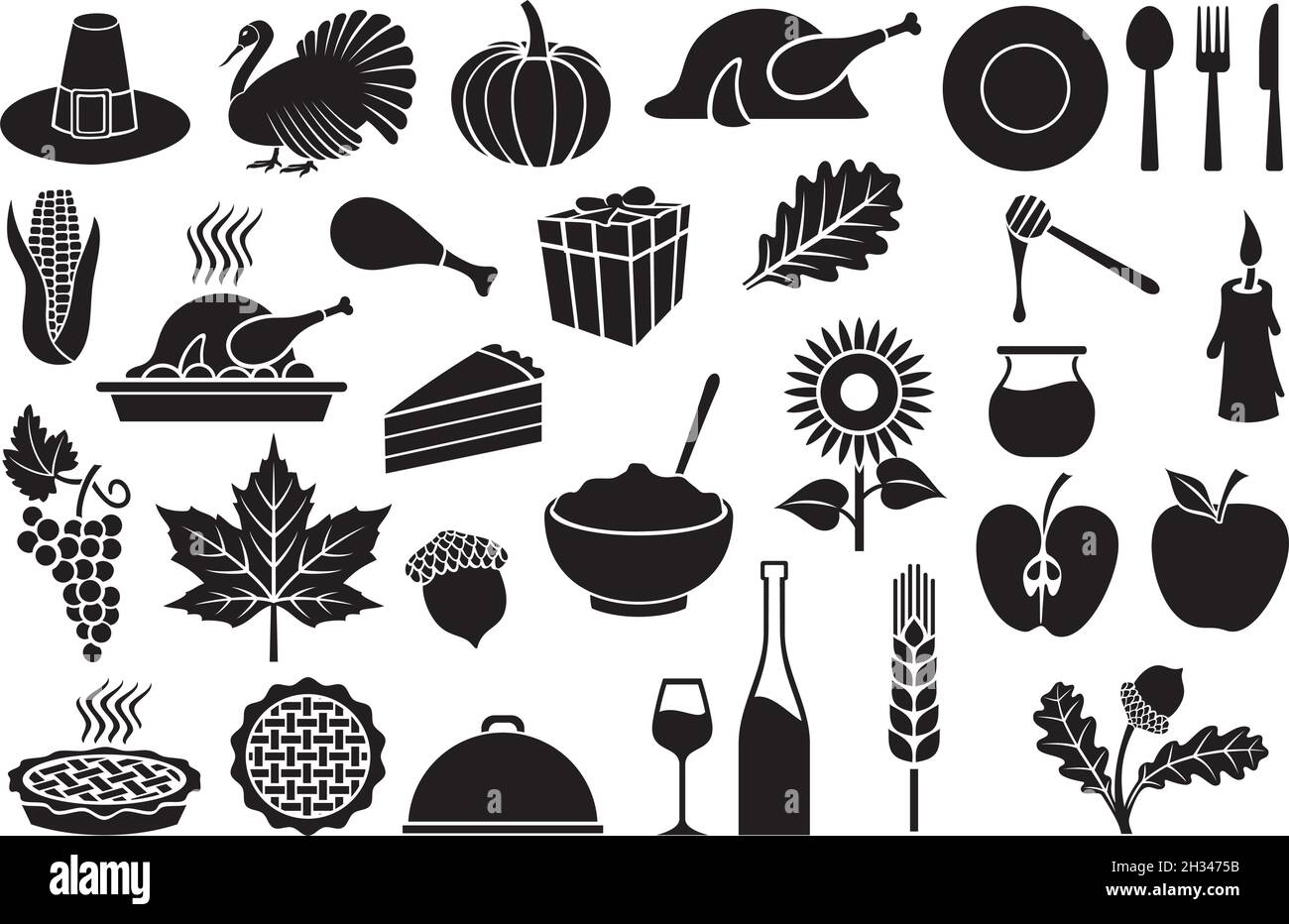 Thanksgiving Day icons set vector illustration Stock Vector Image & Art ...