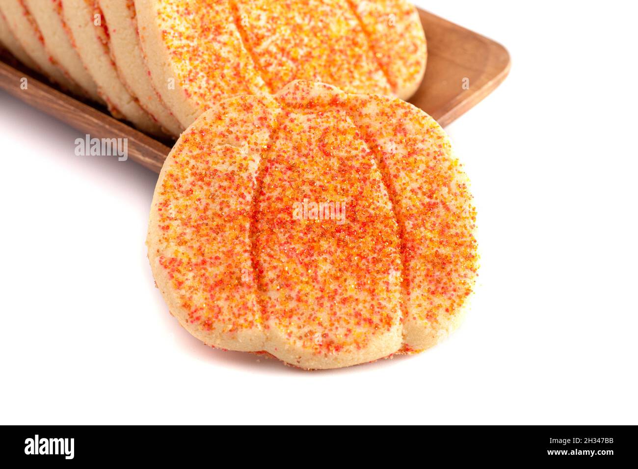 Pumpkin Shaped Sugar Cookies Isolated a White Background Stock Photo ...