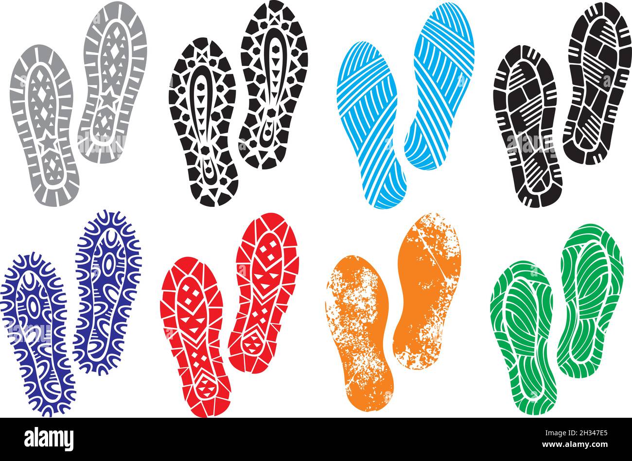 The collection of a imprint soles shoes (trail foot) vector ...
