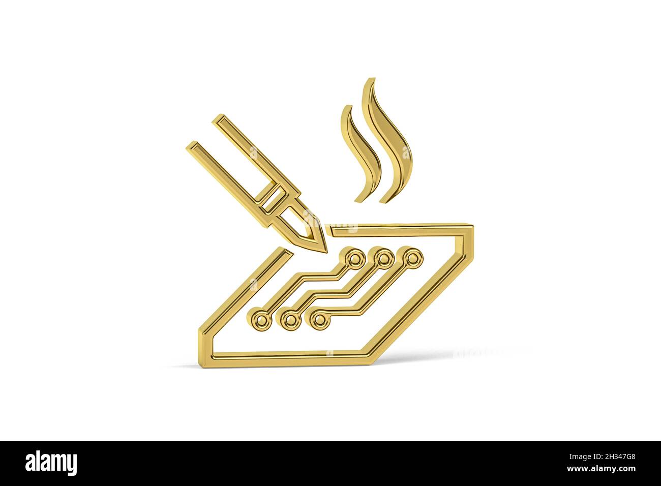 Golden 3d soldering iron icon isolated on white background - 3d render ...