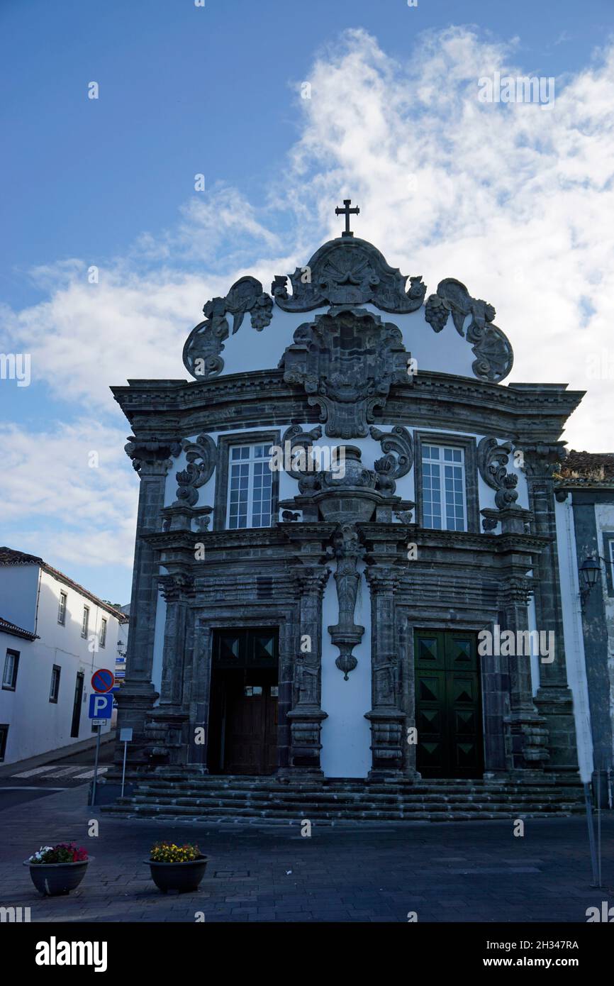 traditional building style on the azores islands with black lava stone ...