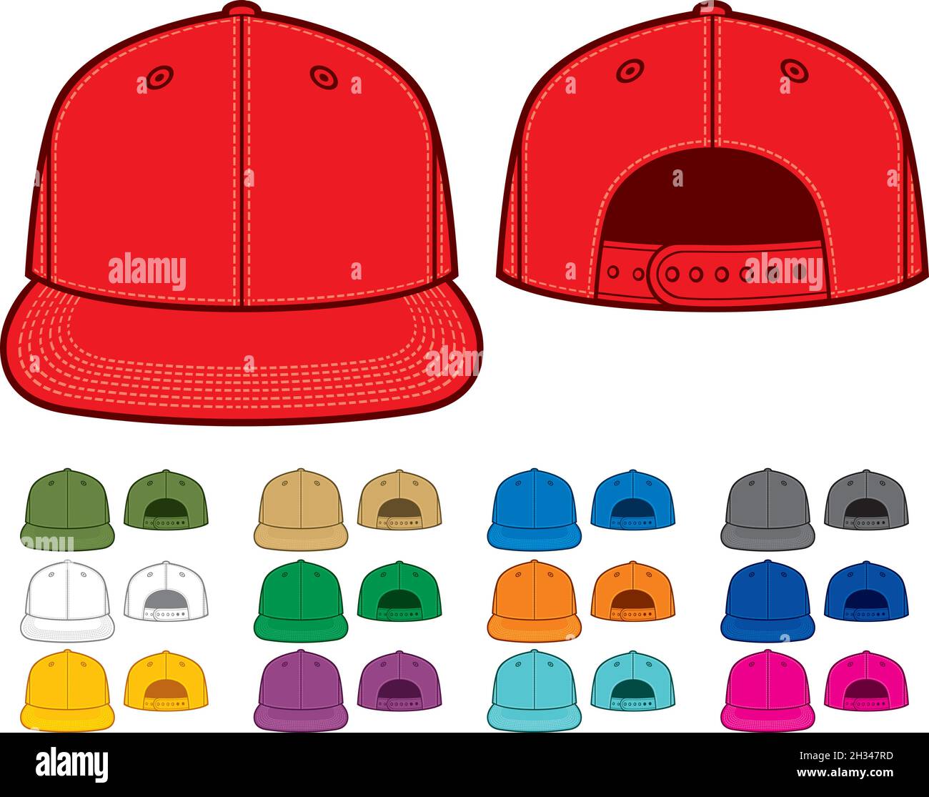 Rap cap front and back view vector illustration Stock Vector Image ...