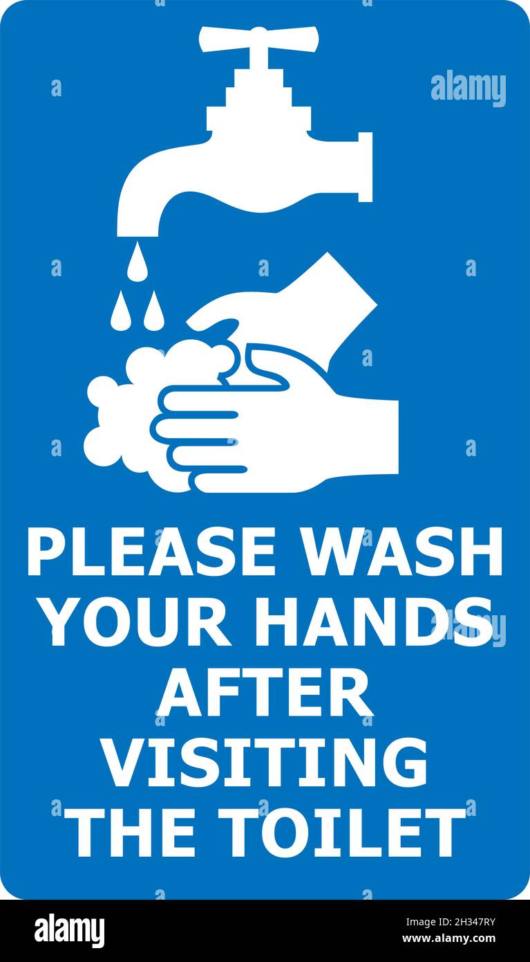 Please wash your hands after visiting the toilet vector illustration ...
