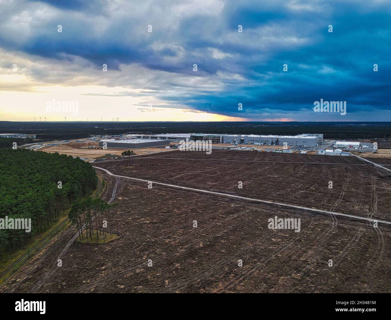 Tesla gigafactory in Germany during construction Stock Photo - Alamy