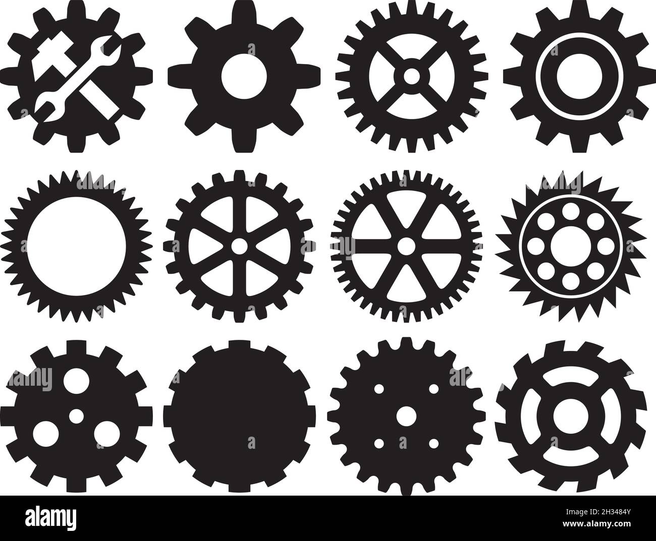 Machine gear collection (cogwheel set) vector illustration Stock Vector ...