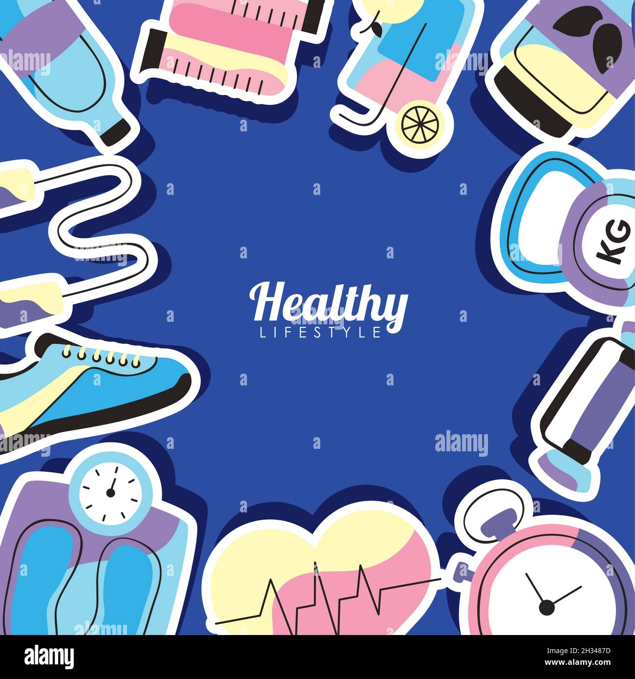 healthy lifestyle frame set icons Stock Vector Image & Art - Alamy