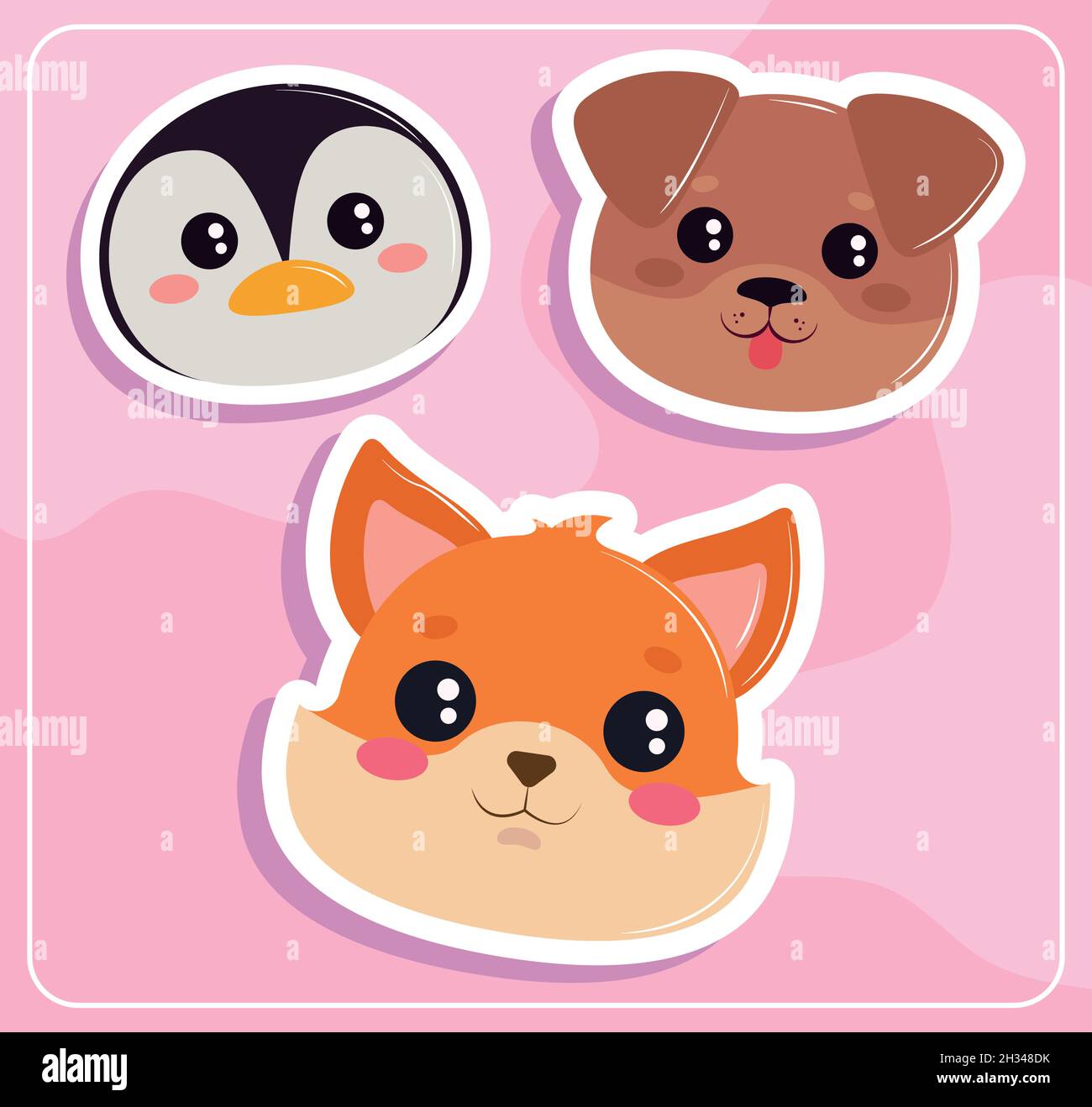 faces animals kawaii Stock Vector Image & Art - Alamy