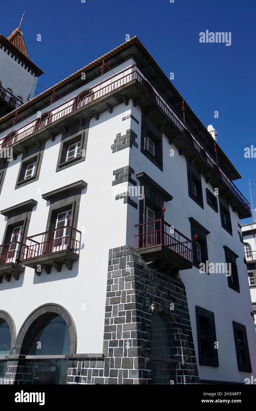 traditional building style on the azores islands with black lava stone ...