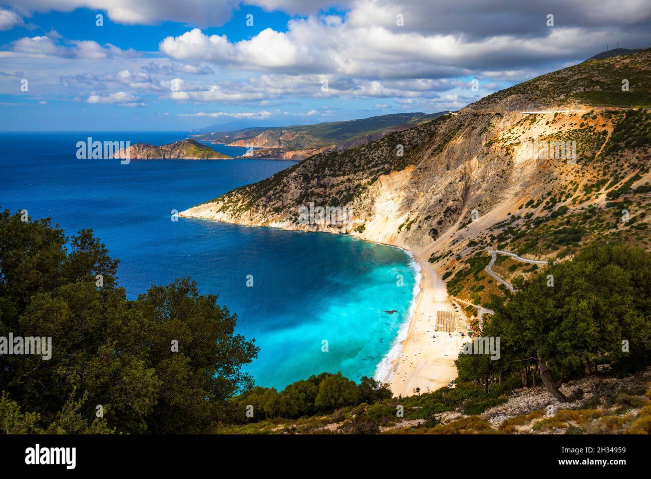 Aerial drone view of iconic turquoise and sapphire bay and beach of ...