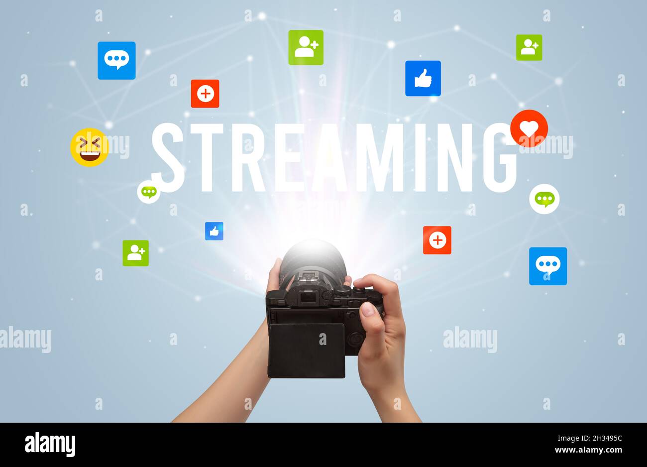 Using camera to capture social media content Stock Photo - Alamy