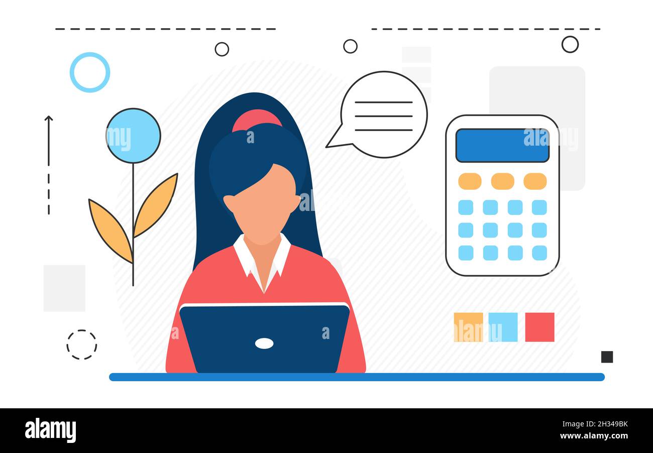 Drawing up personal budget, developing business plan in computer. Woman ... Drawing up personal budget, developing business plan in computer. Woman ...