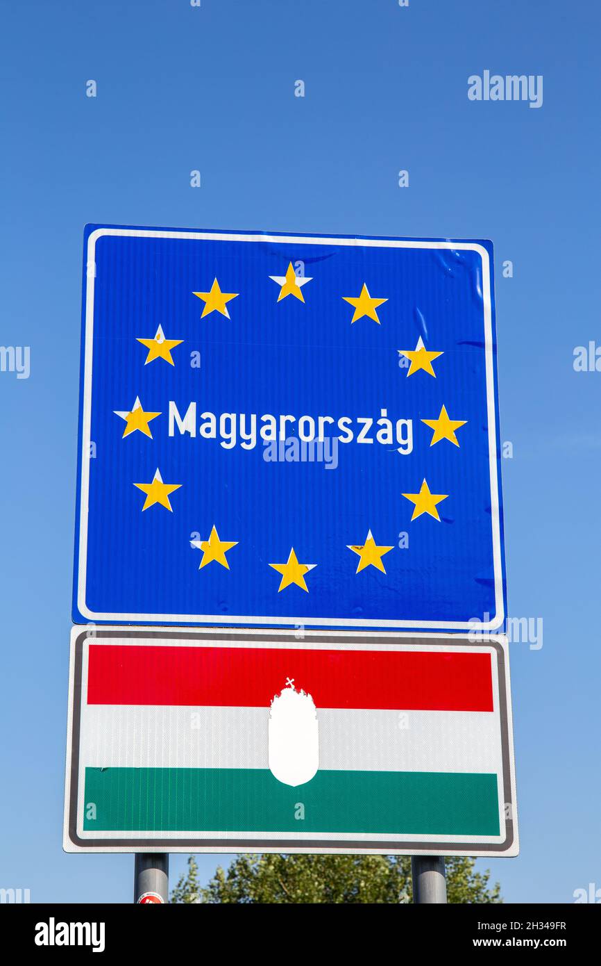 Customs sign at the external border of Hungary Stock Photo - Alamy
