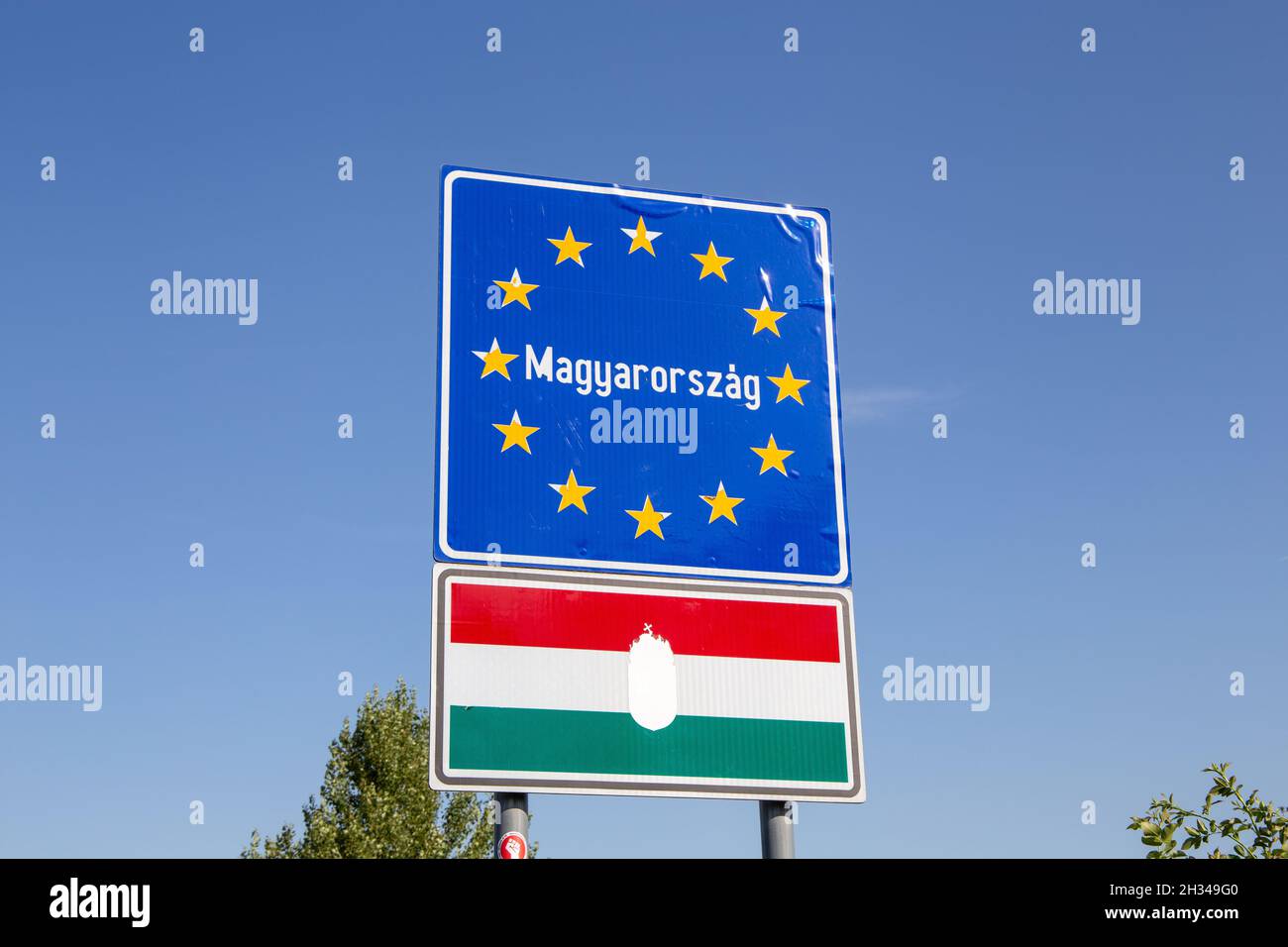 Customs sign at the external border of Hungary Stock Photo - Alamy