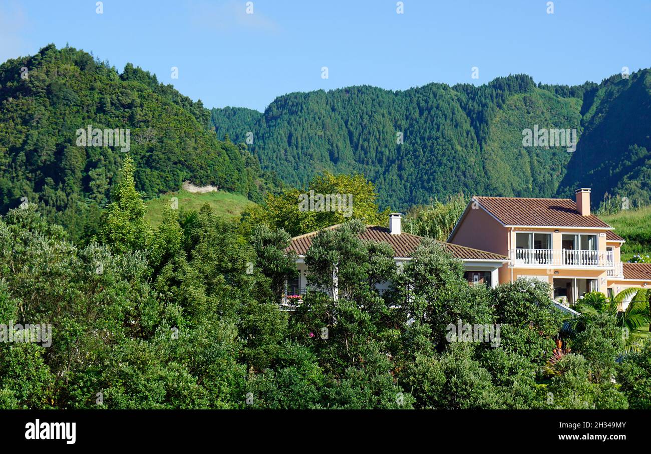 typical building on the azores island sao miguel Stock Photo - Alamy