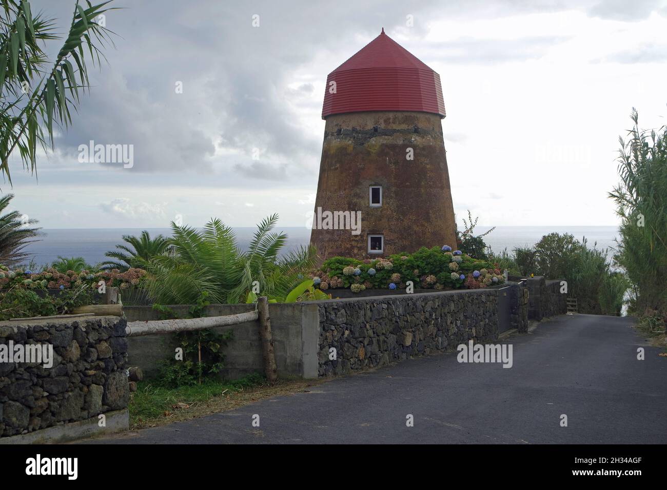 old windmill on the azores island sao miguel Stock Photo - Alamy