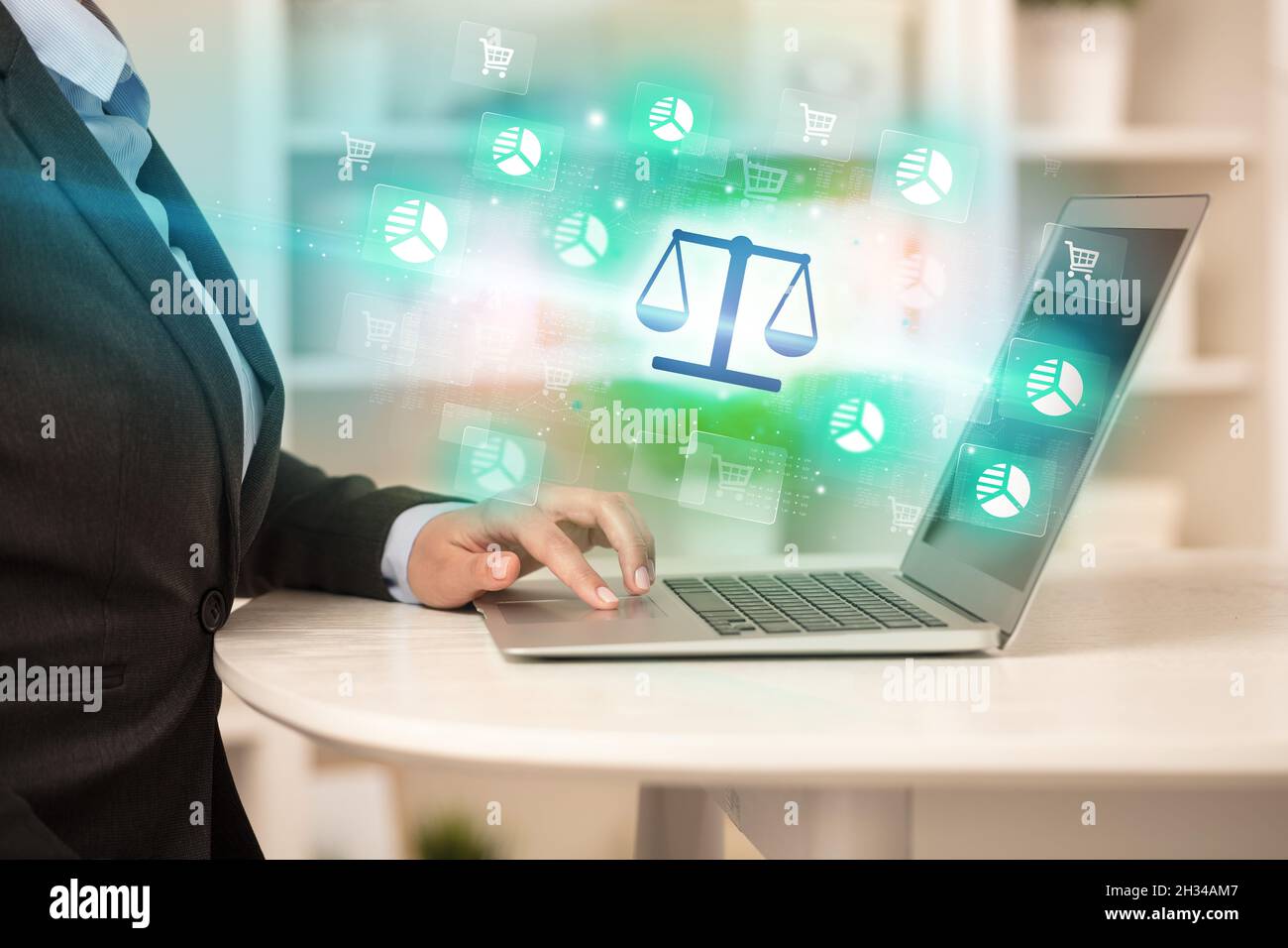Businessman working on laptop with new business Stock Photo - Alamy