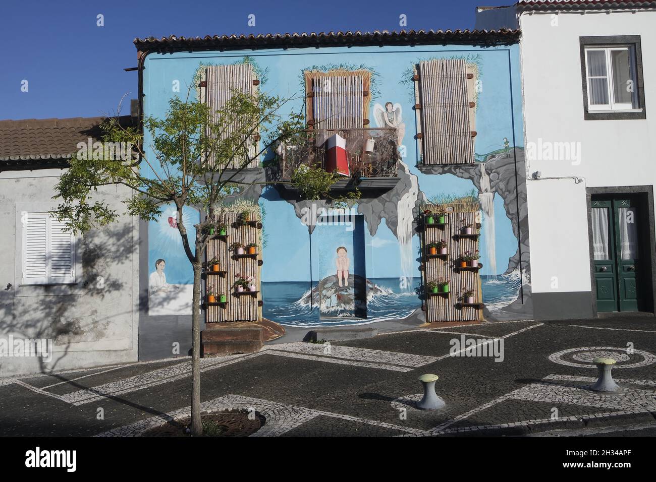 typical building on the azores island sao miguel Stock Photo - Alamy