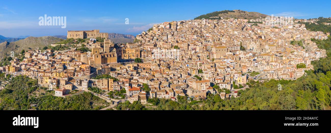 Panorama of Caccamo city, Sicily. Medieval Italian city with the Norman ...