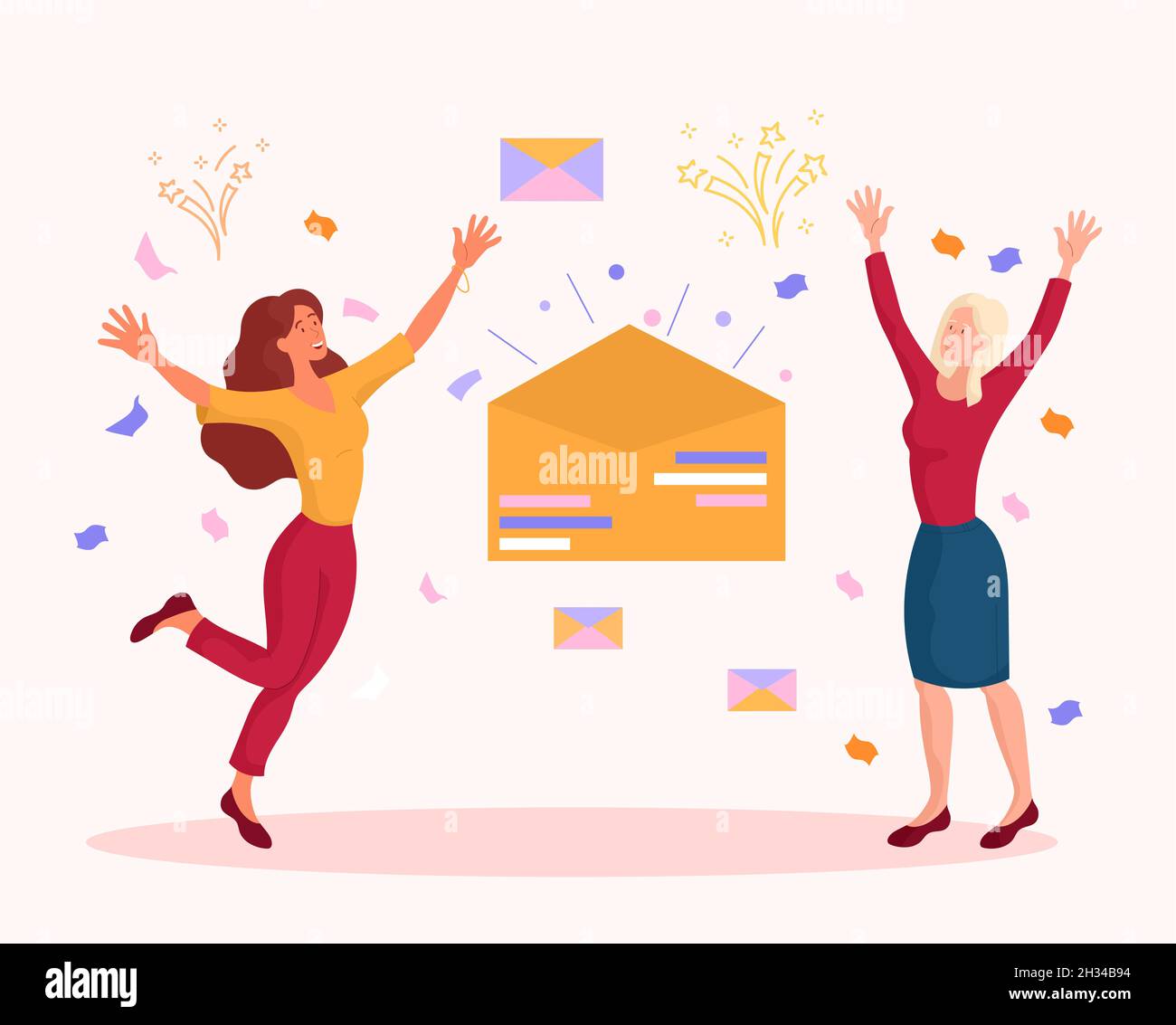 Woman opening letter Stock Vector Images - Alamy