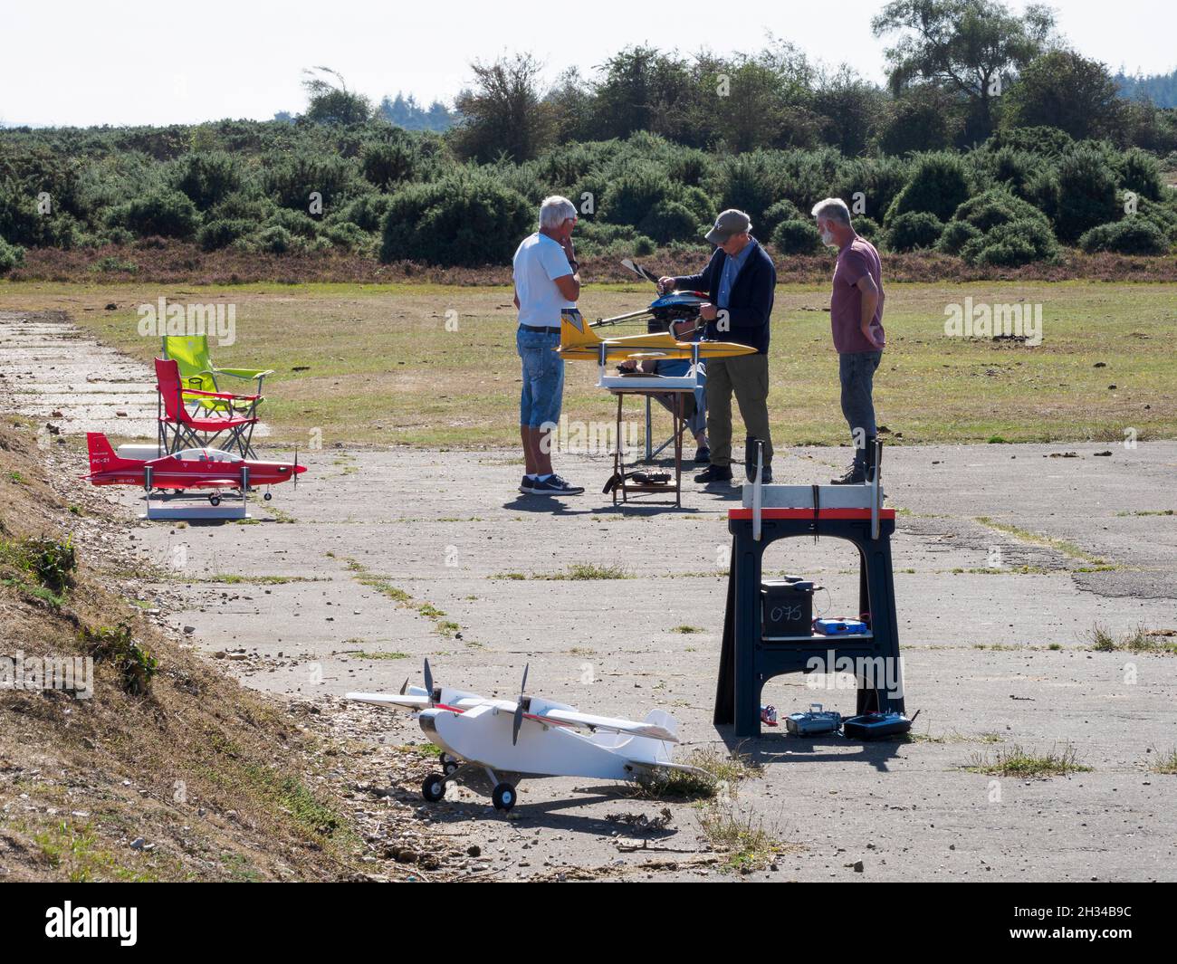Model flying club on the runway at RAF Beaulieu an old WWII airfield ...