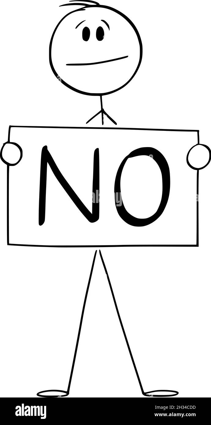 Person Holding No Sign, Vector Cartoon Stick Figure Illustration Stock ...