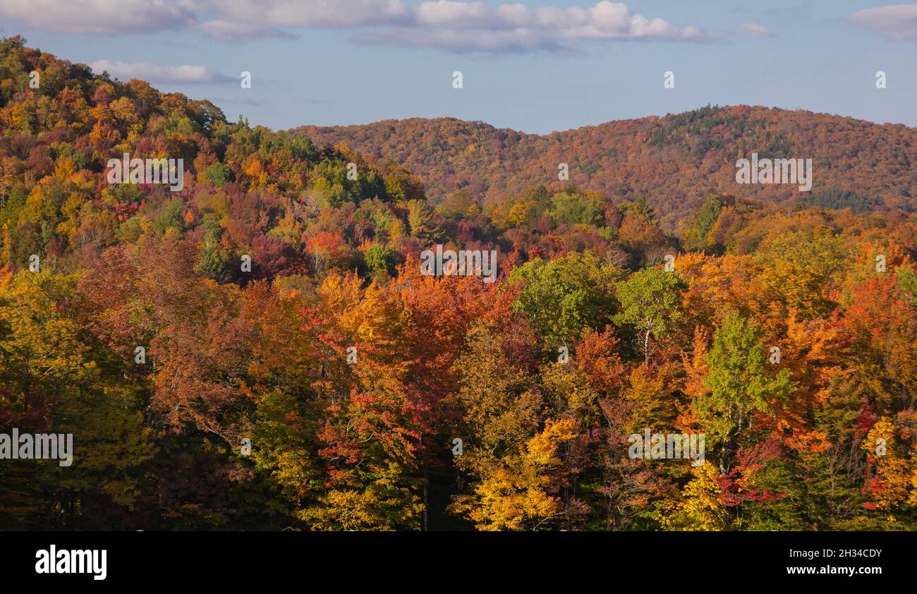 WARREN, VERMONT, USA - Fall foliage, autumn color in Mad River Valley ...