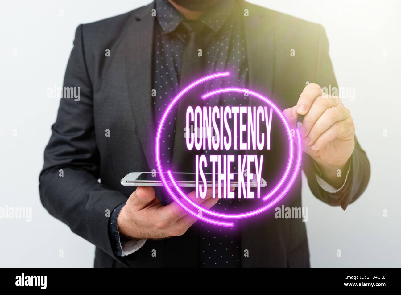 Hand writing sign Consistency Is The Key. Business approach by Breaking ...