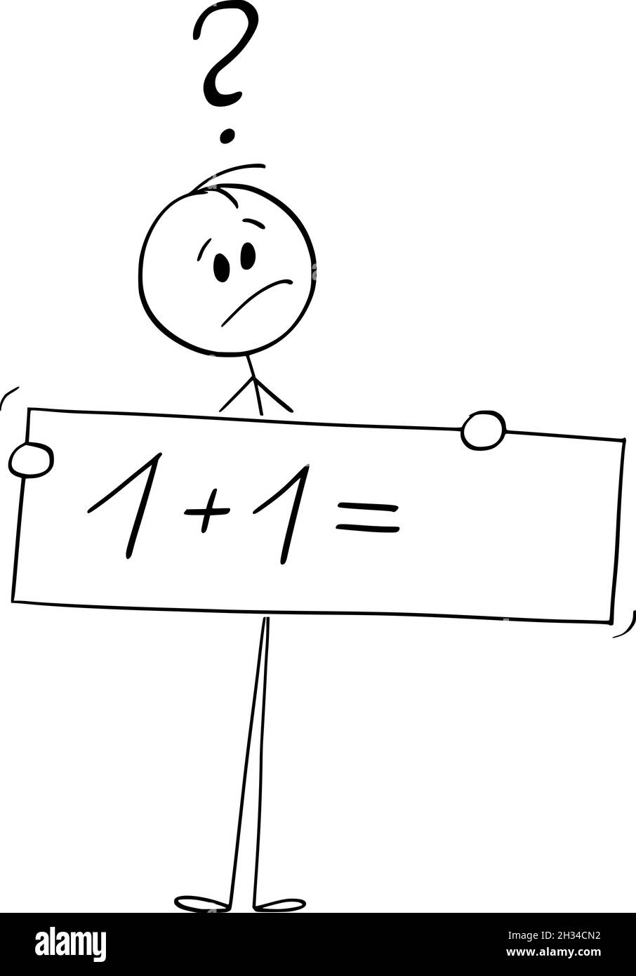 Person Holding One Plus one Sign and Thinking About, Concept of ...