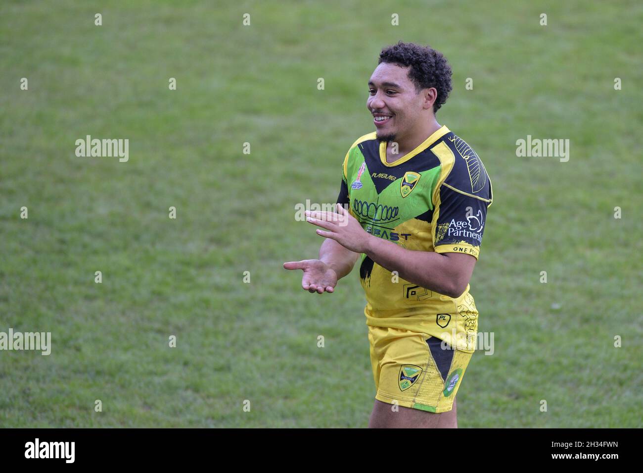 Featherstone, England - 24 October 2021 - Jacob Ogden of Jamaica after ...